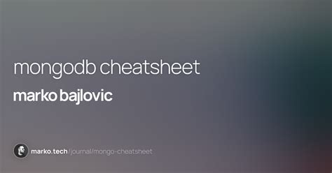 mongodb cheatsheet marko tech