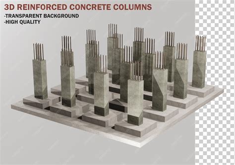 3d Realistic Reinforced Concrete Columns For Building Foundation