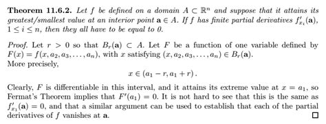 Real Analysis A Difficulty In Understanding Multivariable Fermat Theorem Proof Mathematics