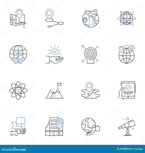 Geodetic Line Icons Collection Surveying Coordinate Mapping Geodesy
