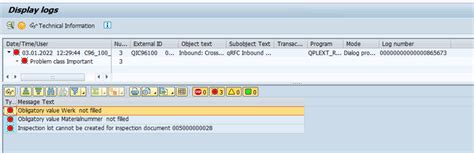 solved sap ewm inspection lot created error in smq2 sap community