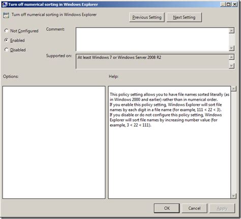 Group Policy Setting Of The Week 27 Turn Off Numerical Sorting In Windows Explorer Group