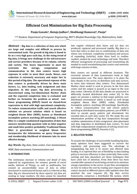 Efficient Cost Minimization For Big Data Processing Pdf Databases Computer Software And