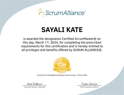 sayali kate on linkedin scrumalliance agile certification