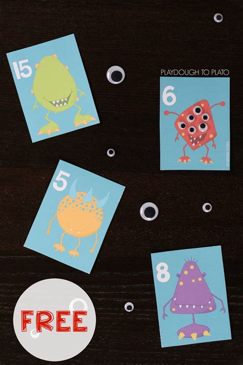 Monster Counting Cards Playdough To Plato