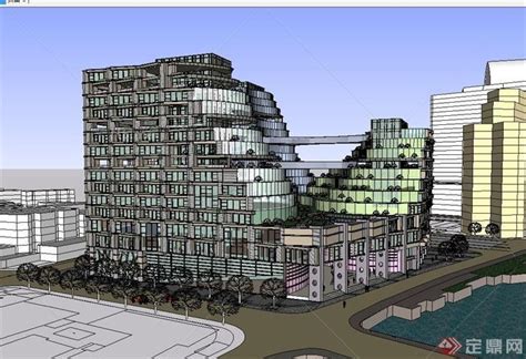 现代风格独特酒店建筑设计su模型 原创 Sketchup模型库 毕马汇 Nbimer