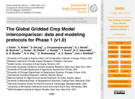 pdf the global gridded crop model intercomparison data and modeling