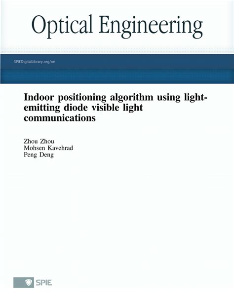 Pdf Indoor Positioning Algorithm Using Light Emitting Diode Visible Light Communications