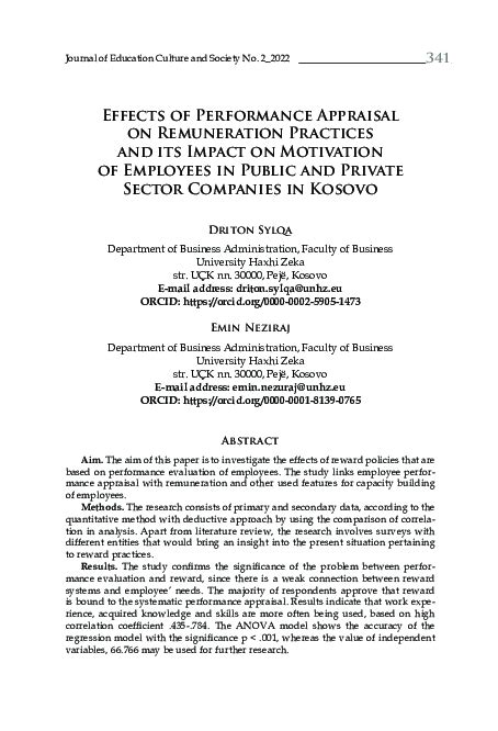 Pdf Effects Of Performance Appraisal On Remuneration Practices And Its Impact On Motivation Of