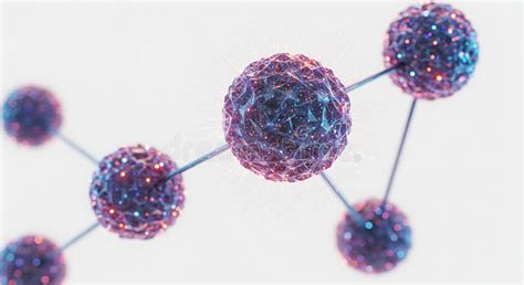 Network Of Interconnected Spheres With Glowing Details Representing Complex Communication Stock