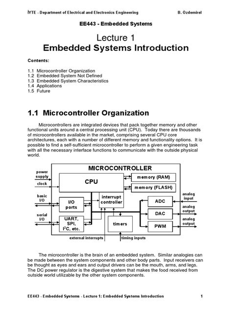Embedded Systems Introduction 11 Microcontroller Organization Pdf