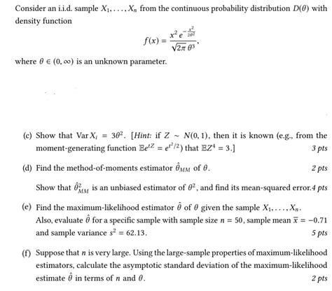 Solved Consider An I I D Sample X1 Xn From The Continuous Chegg Com