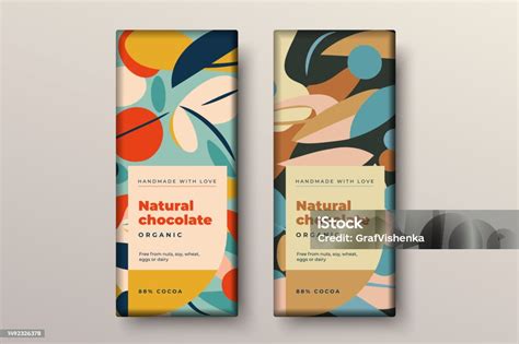 유기농 다크와 밀크 초콜릿 바 디자인입니다 크리에이 티브 추상 초 코 포장 벡터 이랑 최신 유행 럭셔리 제품 라벨 및 패턴 템플릿을 브랜딩 기하 도형에 대한 스톡 벡터 아트