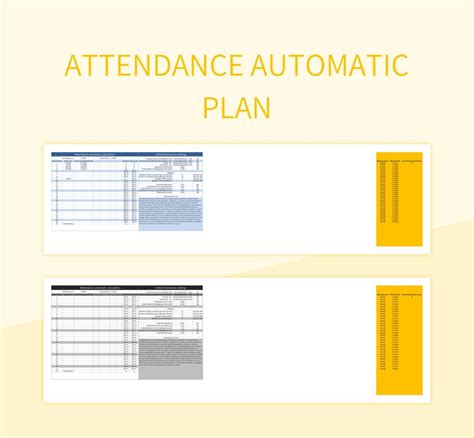 Employee Automatic Attendance System Table Excel Template And Google