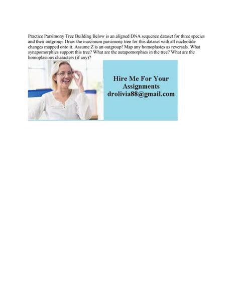 Practice Parsimony Tree Building Below Is An Aligned Dna Sequence Datadocx