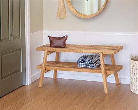 Entryway Wood Bench Storage Shoe Bench With Shelves Farmhouse Wooden