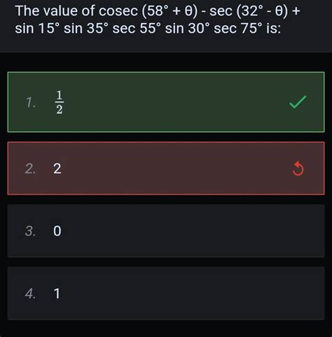 The Value Of Cosec 58∘ θ −sec 32∘−θ Sin15∘sin35∘sec55∘sin30∘sec75∘ Is