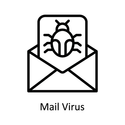 Mail Virus Vector Outline Icon Design Illustration Cyber Security Symbol On White Background
