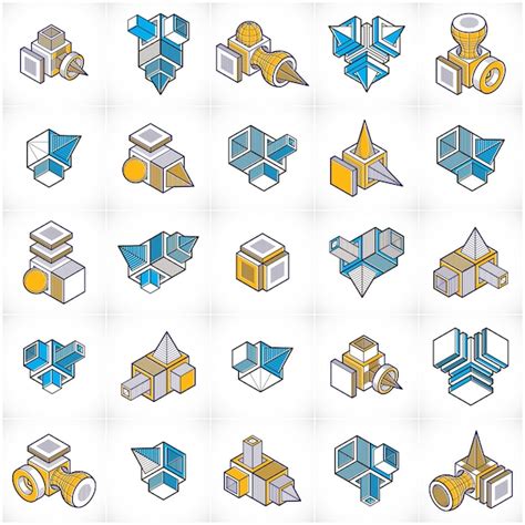 Premium Vector Abstract Vectors 3d Shapes Set