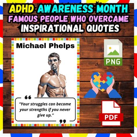 Adhd Awareness Month Posters Famous People Inspirational Quotes Bulletin Board