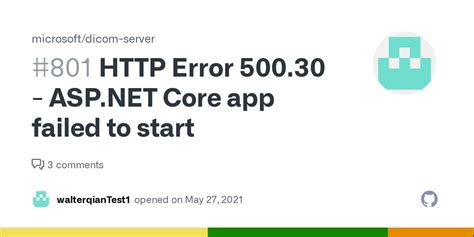 Error 50030 Aspnet Core App Failed To Start · Issue 801 · Microsoftdicom Server · Github