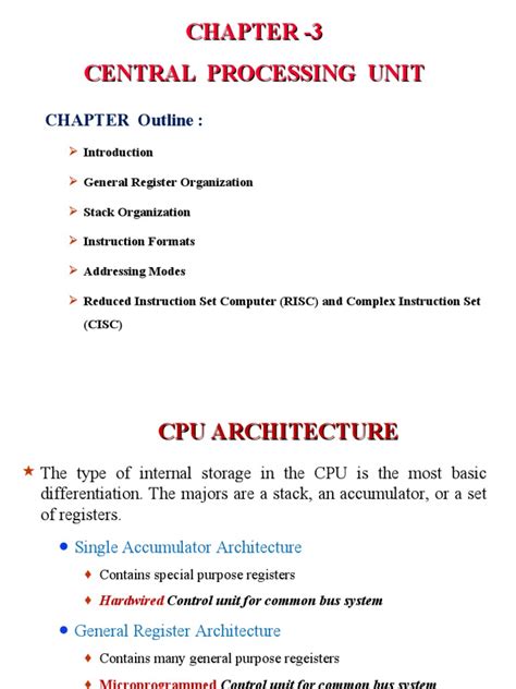 Chapter 3 Lecture 1 Central Processing Unit Pdf Central Processing