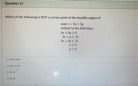 Solved Which Of The Following Linear Programming Model Has