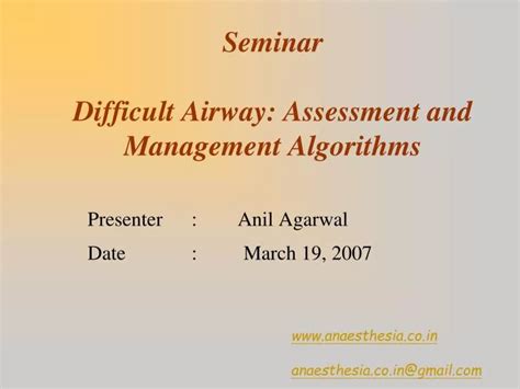 Ppt Seminar Difficult Airway Assessment And Management Algorithms