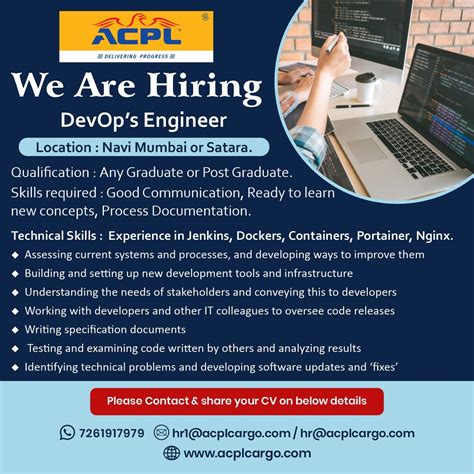 Acpl Avinash Cargo Pvt Ltd On Linkedin Hiring Hiringnow Devops