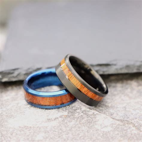 Hawaiian Koa Wood Engagement Ring For His Her Koa Wood Ring Mens