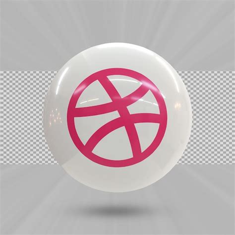 Dribbble 3d 소셜 미디어 아이콘 다채로운 광택 3d 아이콘 개념 구성에 대 한 3d 렌더링 프리미엄 Psd 파일