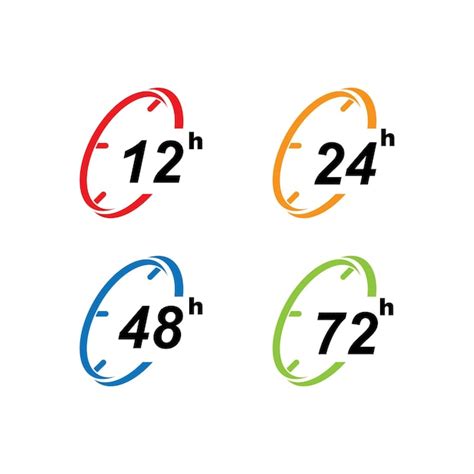 premium vector sign of 12 24 48 and 72 clock arrow hours logo vector icon illustration design