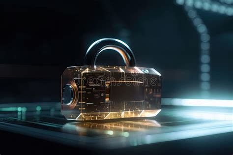 Cyber Security Concept With Padlock On Laptop Computer Generative Ai