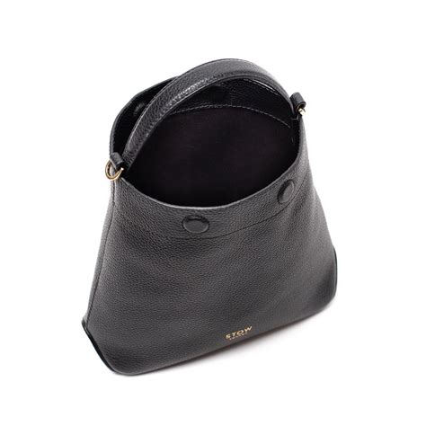 Mini Curve Bag In Black Leather From Stow London