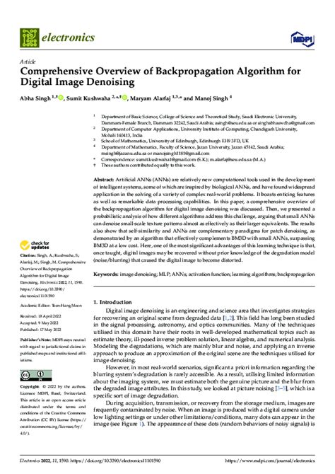Pdf Comprehensive Overview Of Backpropagation Algorithm For Digital Image Denoising