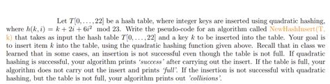 Solved Let T 022 Be A Hash Table Where Integer Keys Are