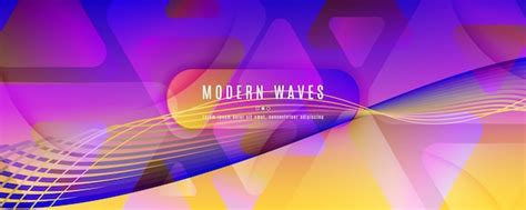 추상 파도 웹 페이지 디자인 템플릿이 포함된 기하학적 벽지 프리미엄 벡터