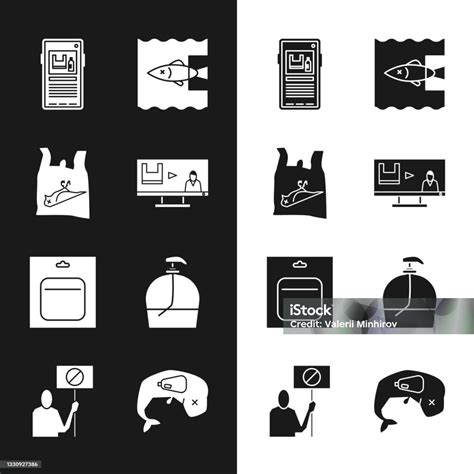 세트 플라스틱 오염 죽은 새 바다 팩에 배터리 액체 비누의 병 환경 보호 고래 죽은 자연 절약 항의 아이콘 벡터 가방에 대한 스톡 벡터 아트 및 기타 이미지 Istock