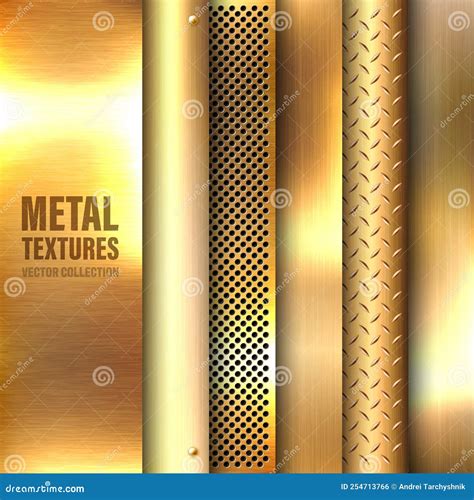Realistic Brushed Metal Textures Set Polished Stainless Steel