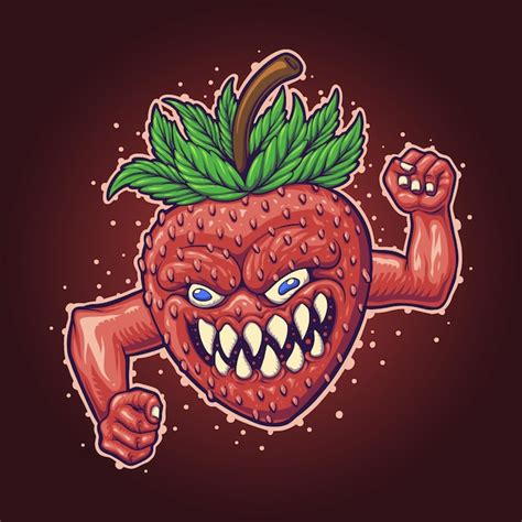 Premium Vector Monster Strawberry Illustration