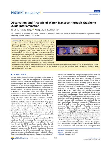 Pdf Observation And Analysis Of Water Transport Through Graphene Oxide Interlamination