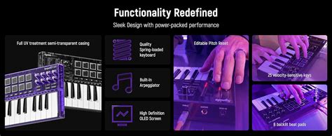 Synido Tempokey K25 Usb C Midi Keyboard Controller Mini 25 Key With 8 Drum Pads Professional