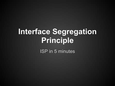 Solid Isp Interface Segregation Principle In 5 Minutes Youtube