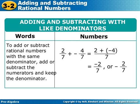 Adding And Subtracting Rational Numbers