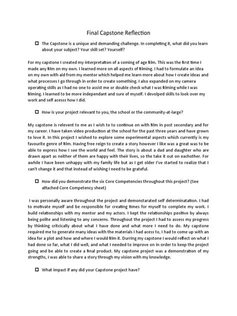 Final Capstone Reflection Journal Entry Pdf Cognition