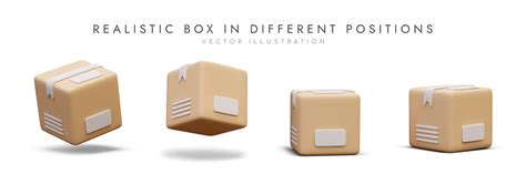 마킹이 없는 사실적인 상자 모형 다양한 위치의 3d 패키지 3차원 형태에 대한 스톡 벡터 아트 및 기타 이미지 3차원 형태 갈색 고객 Istock