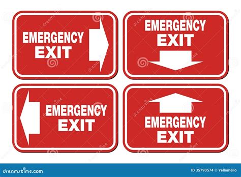 Emergency Exit Signs Red Sign Stock Images Image 35790574