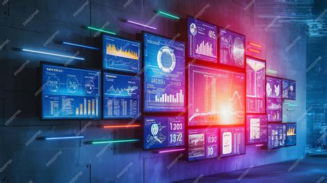 premium photo a futuristic control room with multiple digital screens