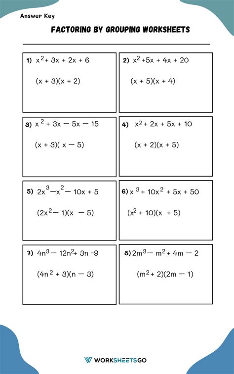 factoring by grouping worksheets worksheetsgo