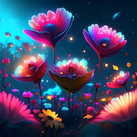 3d Render Abstract Background With Flowers Colorful Floral Background Stock Illustration